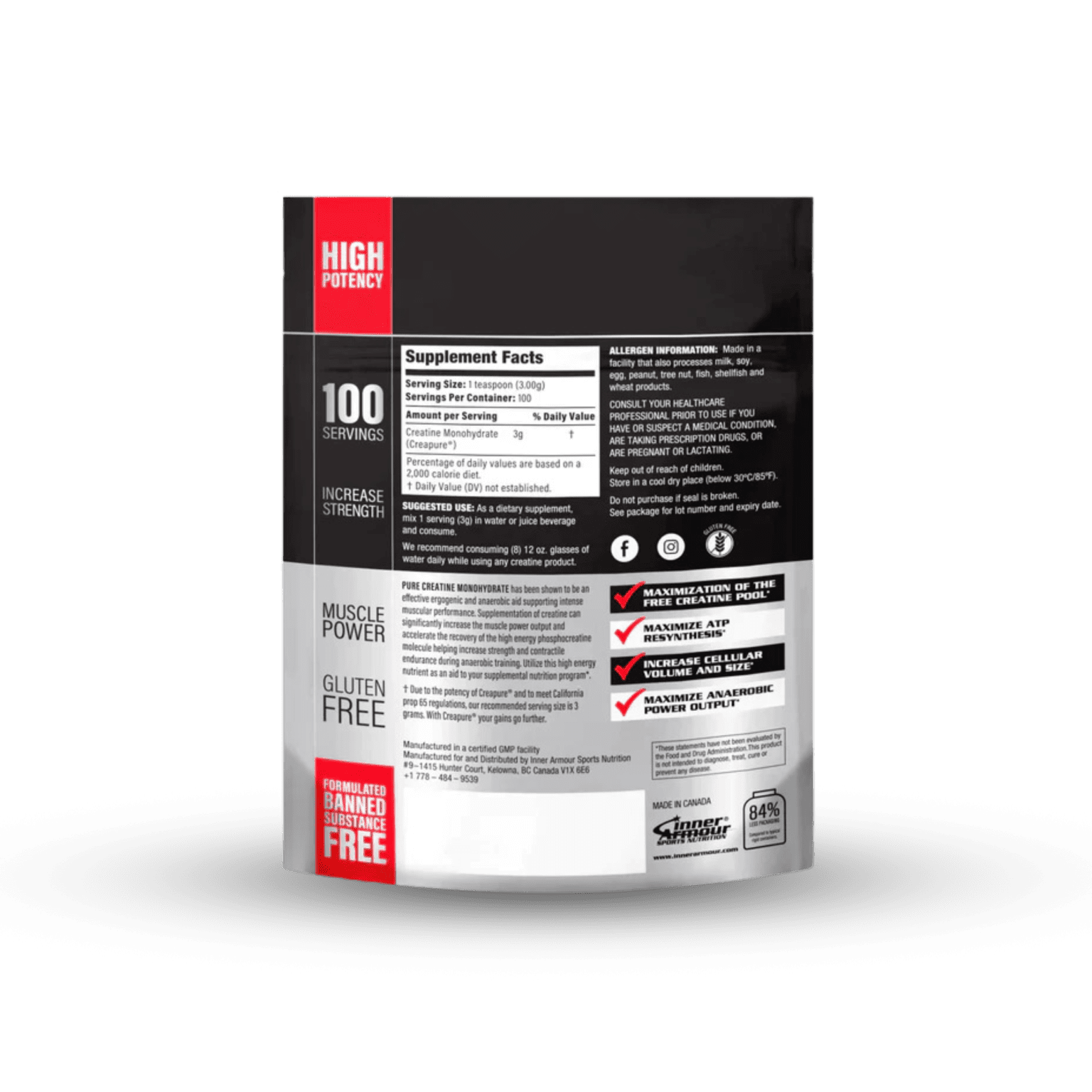 INNER ARMOUR Creatine Monohydrate | 300 Gr - FITMORE