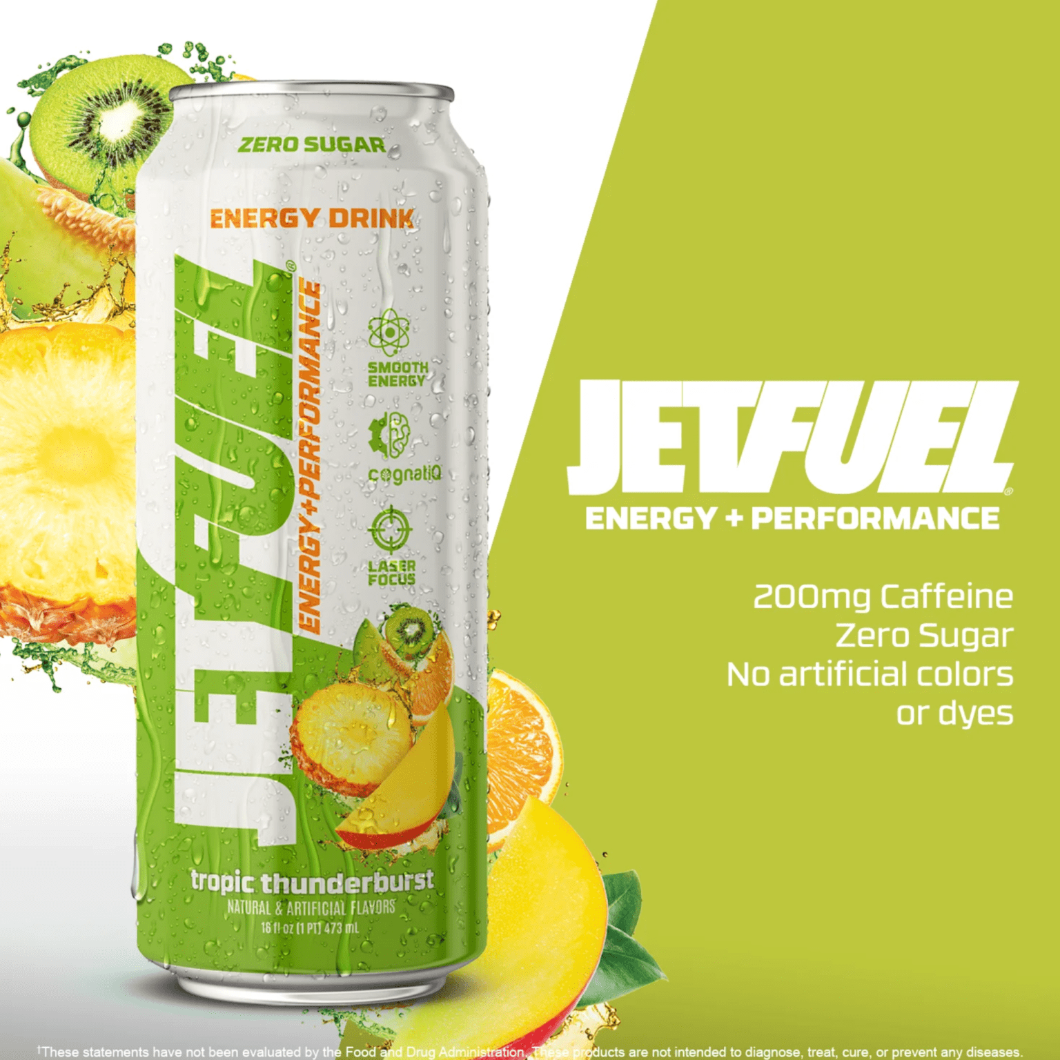 GAT JETFuel Energy Drink | Sabor Tropic Thunderburst | 16 Oz - FITMORE
