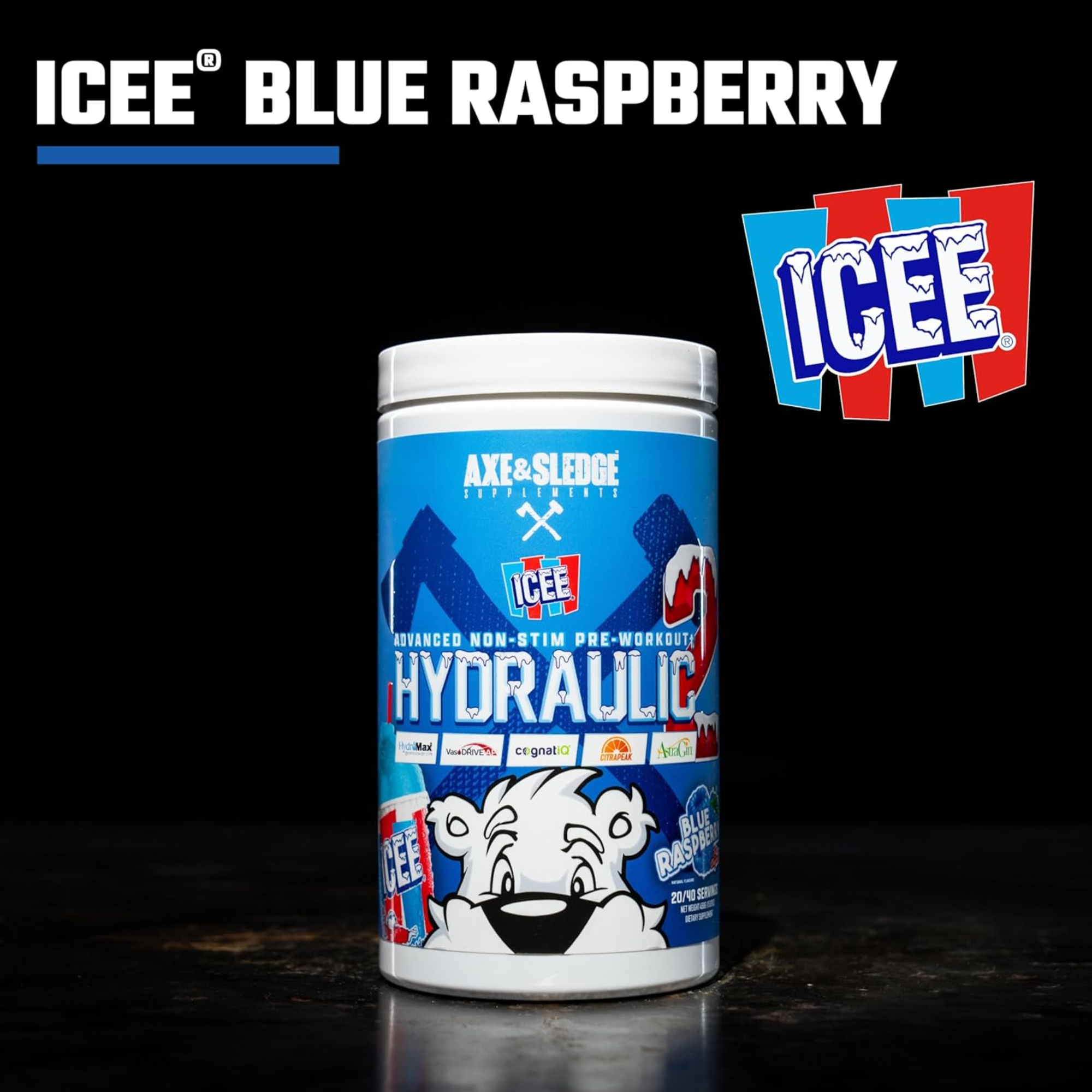 Axe And Sledge | Hydraulic V2 Advanced Non-Stim Pwo | Sabor Icee Blue Raspberry | 20/40 serv ...